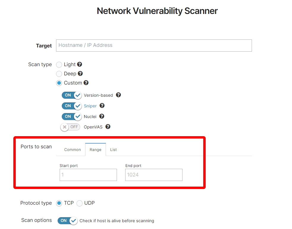 Network Vulnerability Scanner Documentation Pentest Tools